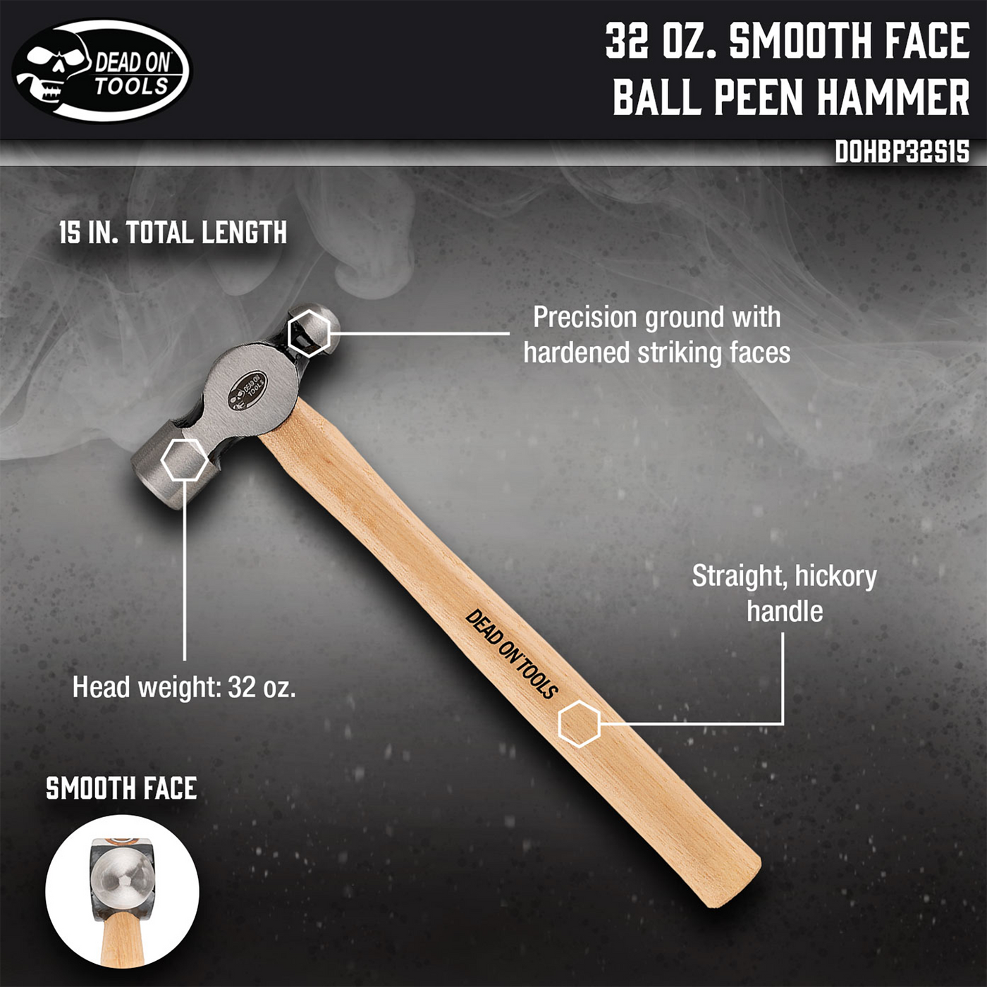 32 oz. Smooth Face Ball Peen Hammer