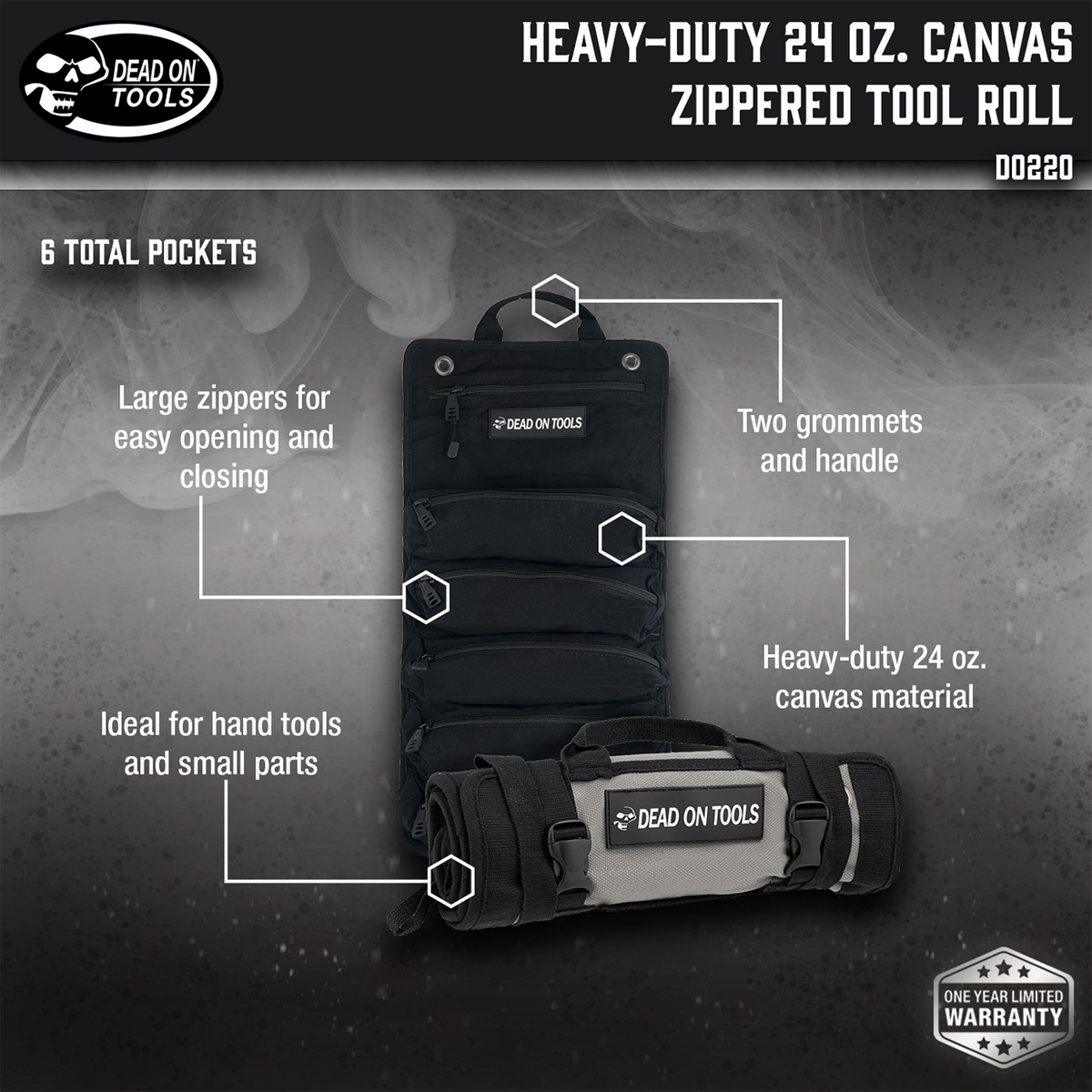 Heavy-Duty 24 oz. Canvas Zippered Tool Roll